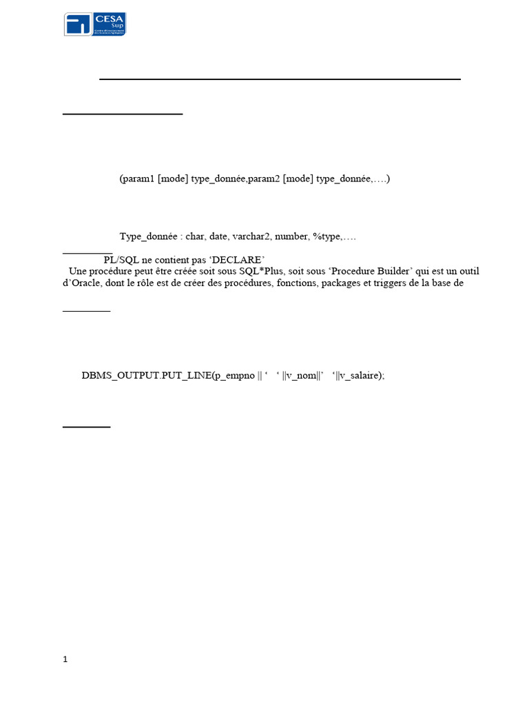 Chap N°4 PL SQL | PDF | PL/SQL | SQL