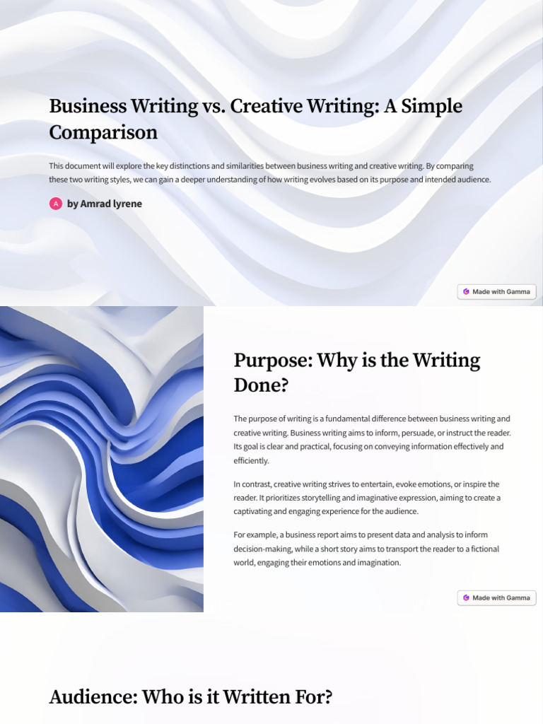 Business vs. Creative Writing Explained | PDF | Creative Writing | Writing