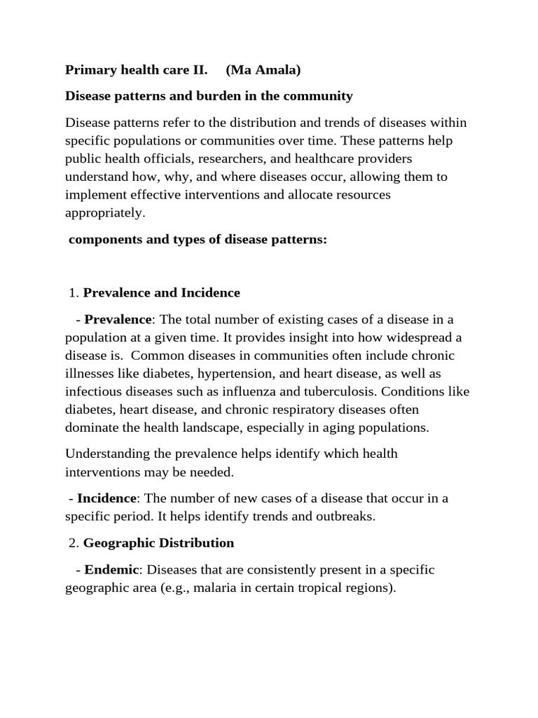Community Disease Patterns and Burden | PDF | Epidemics | Preventive ...