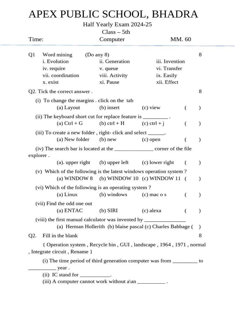 Class 5th computer | PDF | Computing | Software