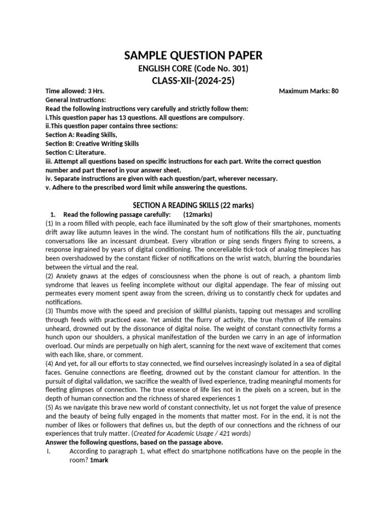 Cbse Sample Paper (2024-25) | PDF | Adolescence