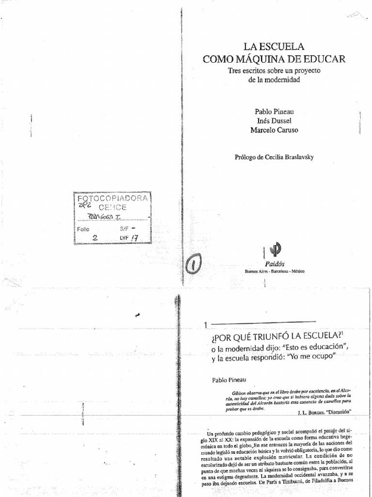 Pineau - La Escuela Como Maquina de Educar | PDF