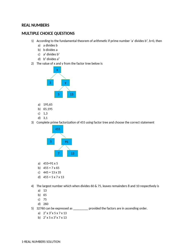 1 Real Numbers | PDF | Numbers | Factorization