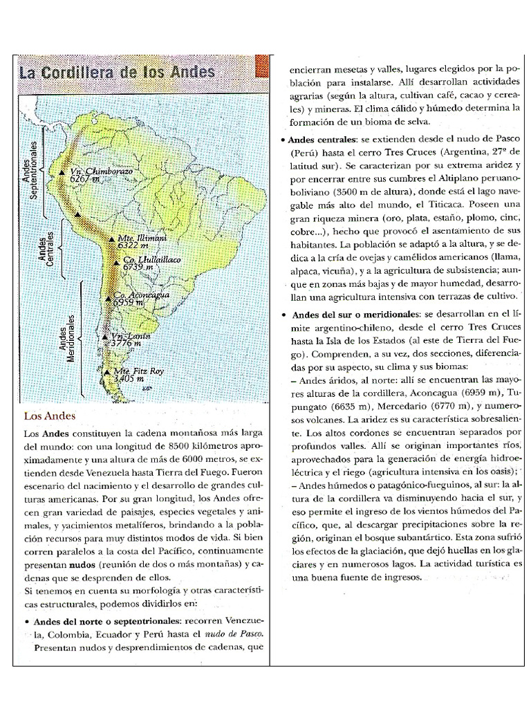 La Cordillera de Los Andes | PDF