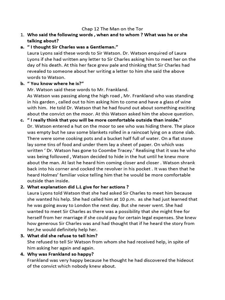 Key Dialogues and Discoveries in "The Man on the Tor" | PDF