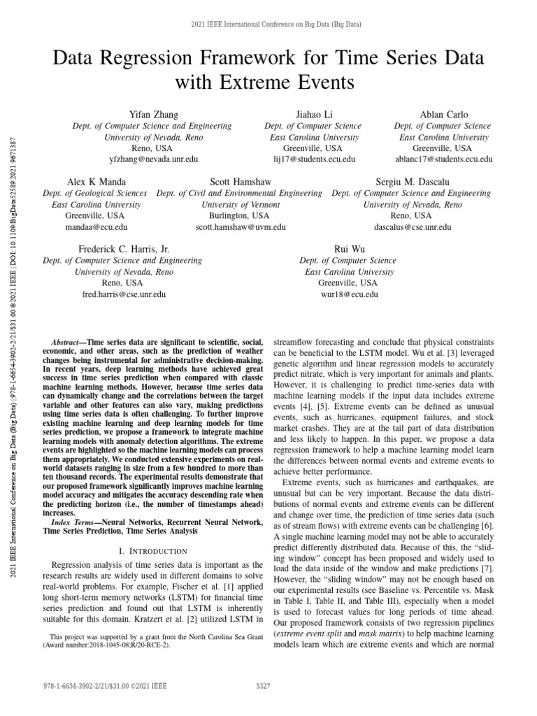 Data Regression Framework For Time Series Data With Extreme Events ...