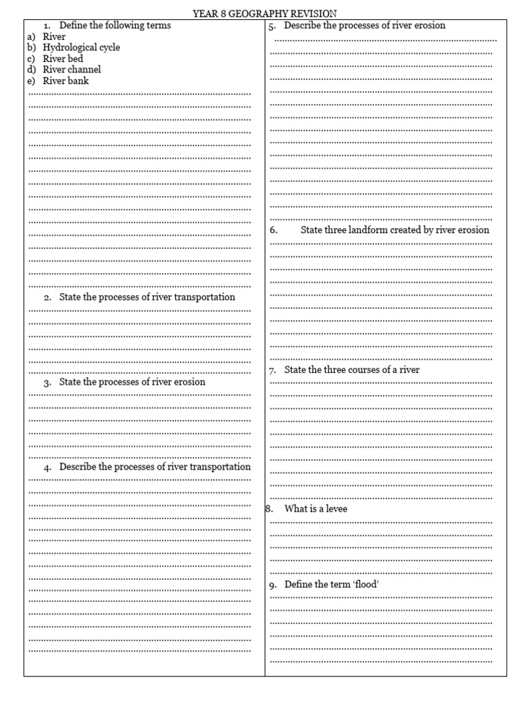 YEAR 8 REVISION.wrd | PDF | Water And The Environment | Biogeography