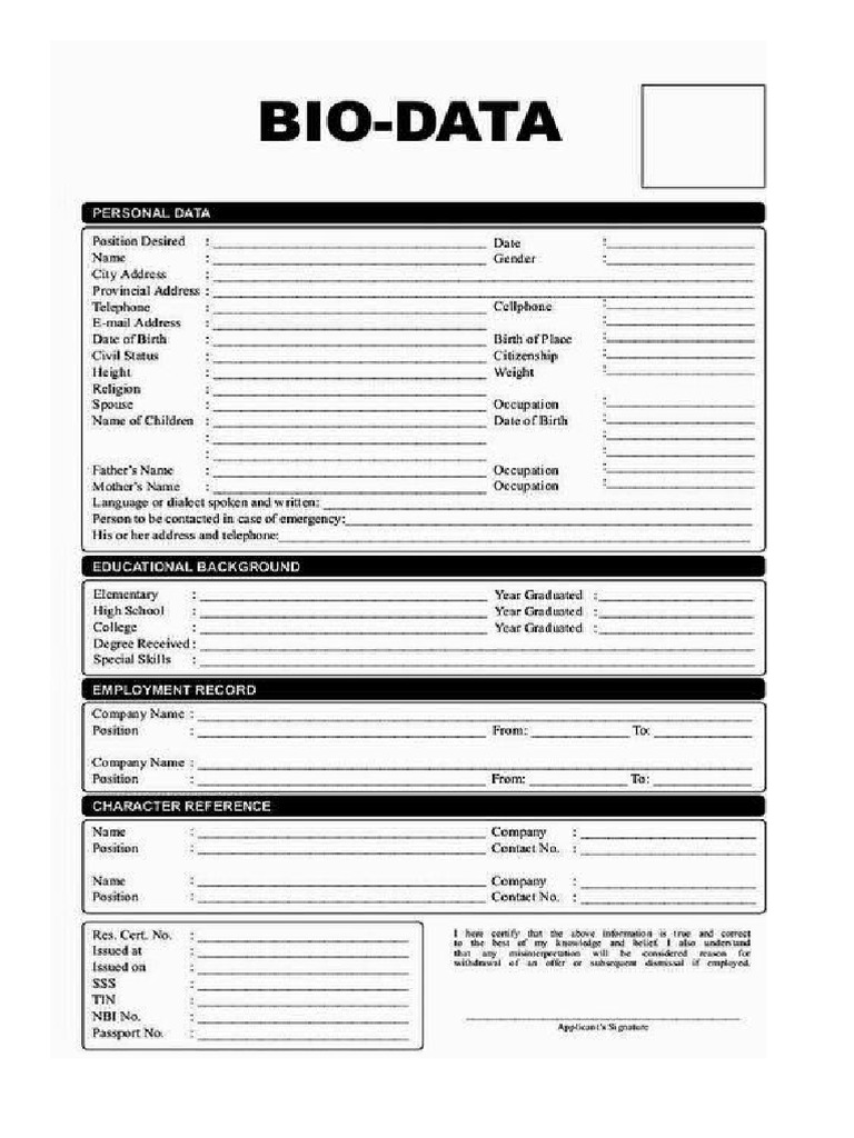 Bio Data | PDF