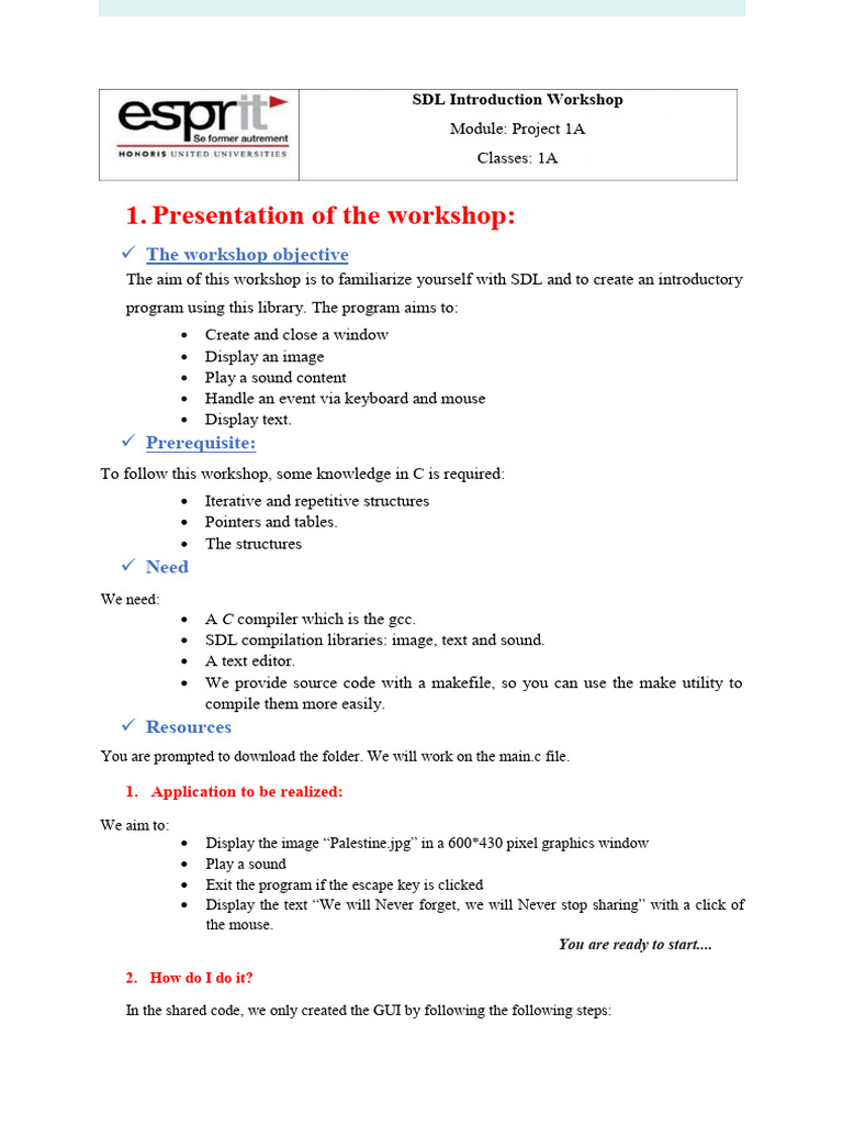 Workshop Initiation To Sdl Part1 Pdf Integer Computer Science Pointer Computer