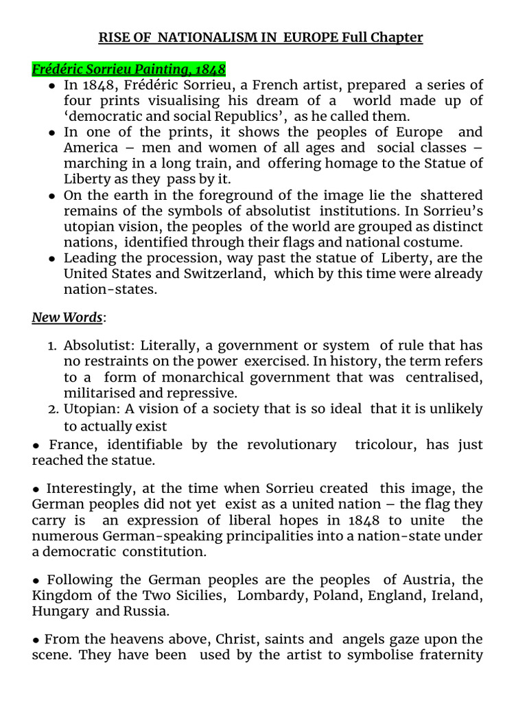 RISE OF NATIONALISM IN EUROPE Full Chapter - Google Docs 2 | PDF ...