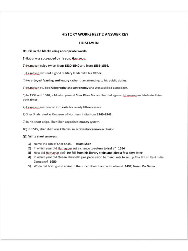 History Worksheets | PDF