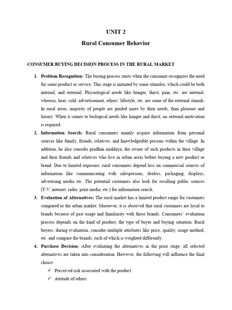 UNIT 2 | PDF | Behavior | Consumer Behaviour