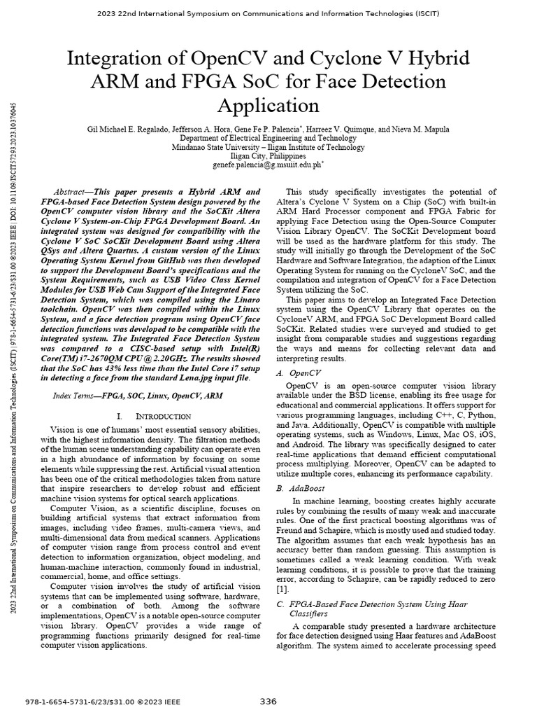 Integration of OpenCV and Cyclone V Hybrid ARM and FPGA SoC For Face Detection A | PDF | Linux ...