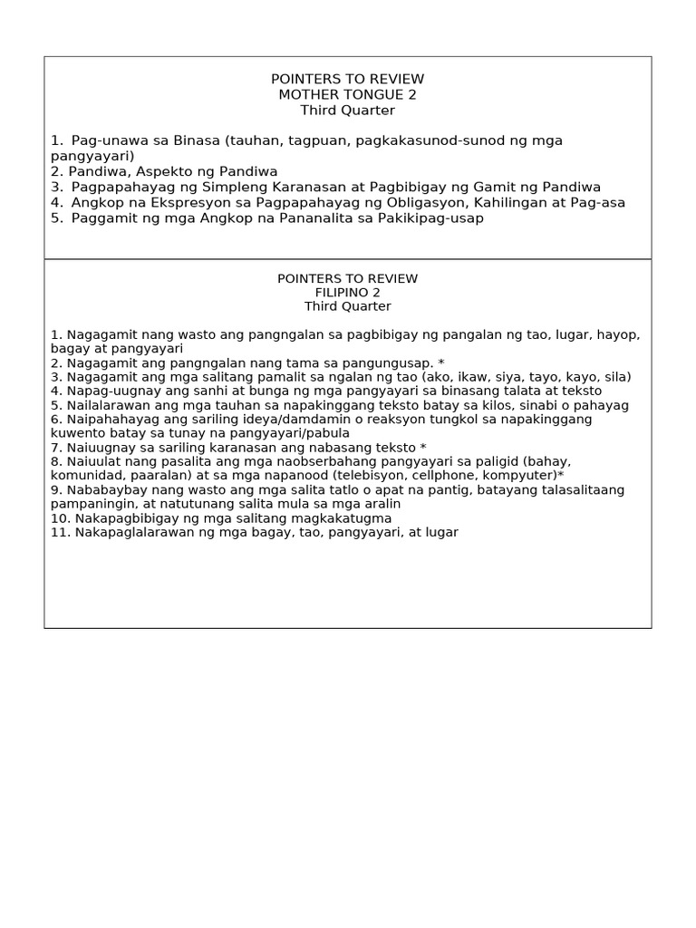 Q3 Pointers To Review in Grade 2 | PDF