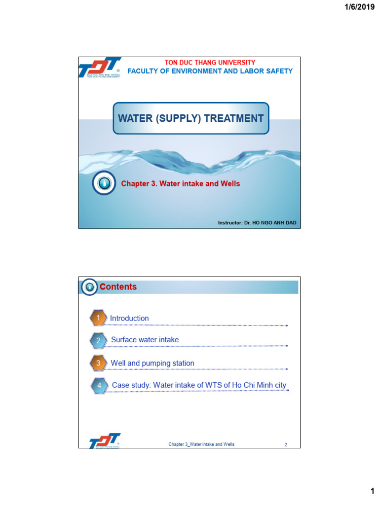 Water Intake and Wells Overview | PDF | Water | Groundwater