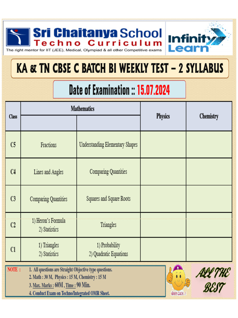 KA & TN CBSE C Batch Bi-Weekly Test | PDF