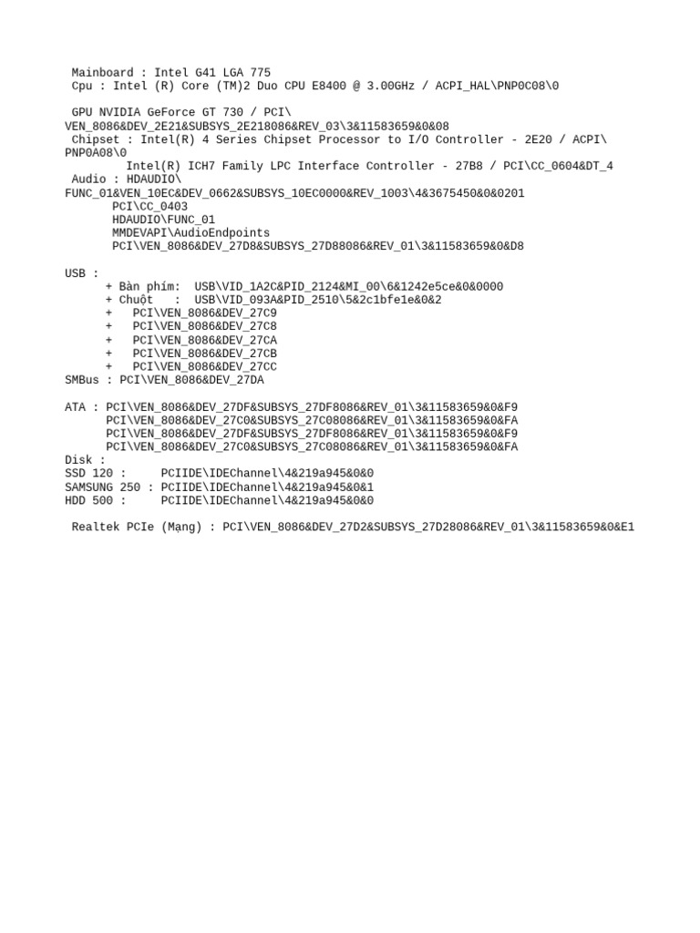 Intel G41 LGA 775 Mainboard Specs | PDF