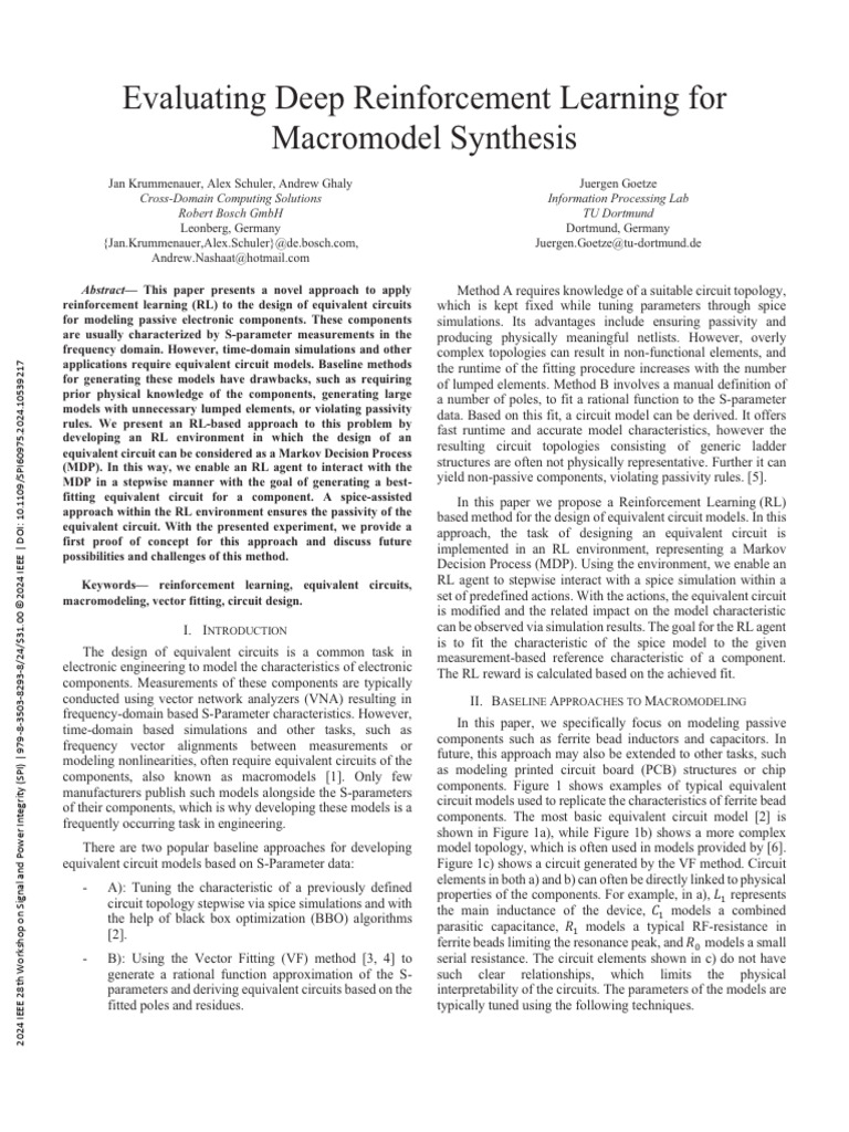 Evaluating Deep Reinforcement Learning For Macromodel Synthesis | PDF | Electrical Network ...