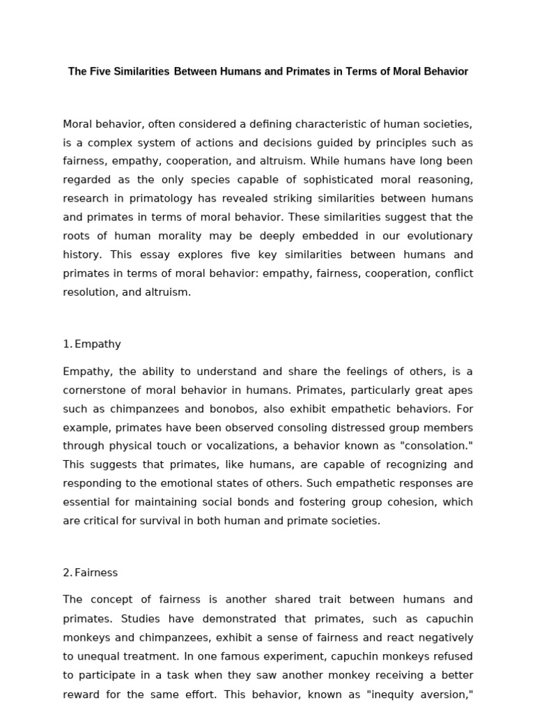 The Five Similarities Between Humans and Primates in Terms of Moral ...