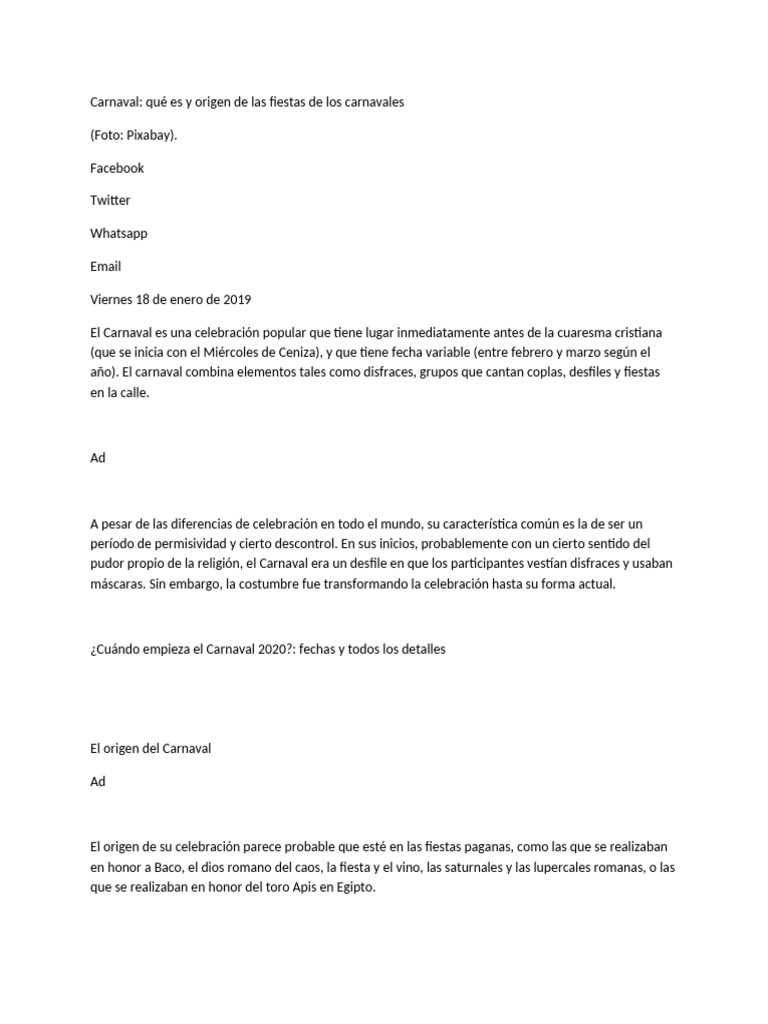 Carnaval - Qué E-WPS Office | PDF | Carnaval