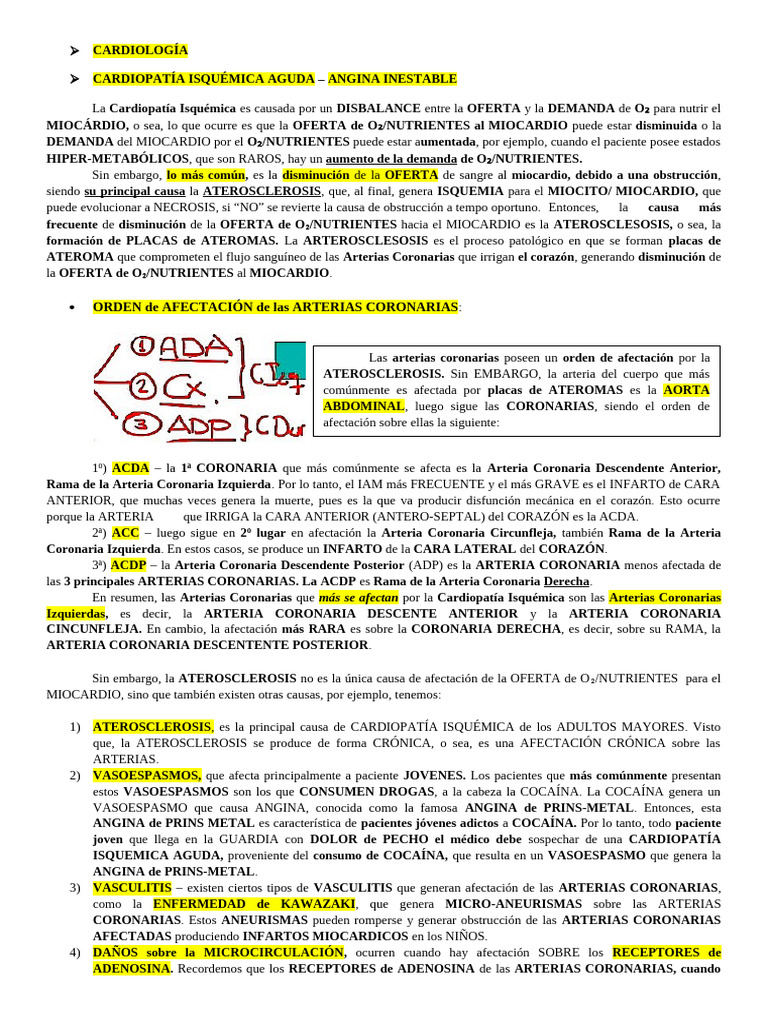 Cardiología - Cardiopatía Isquémica Aguda - Sica y Iam - Dr David Marcondes | PDF ...