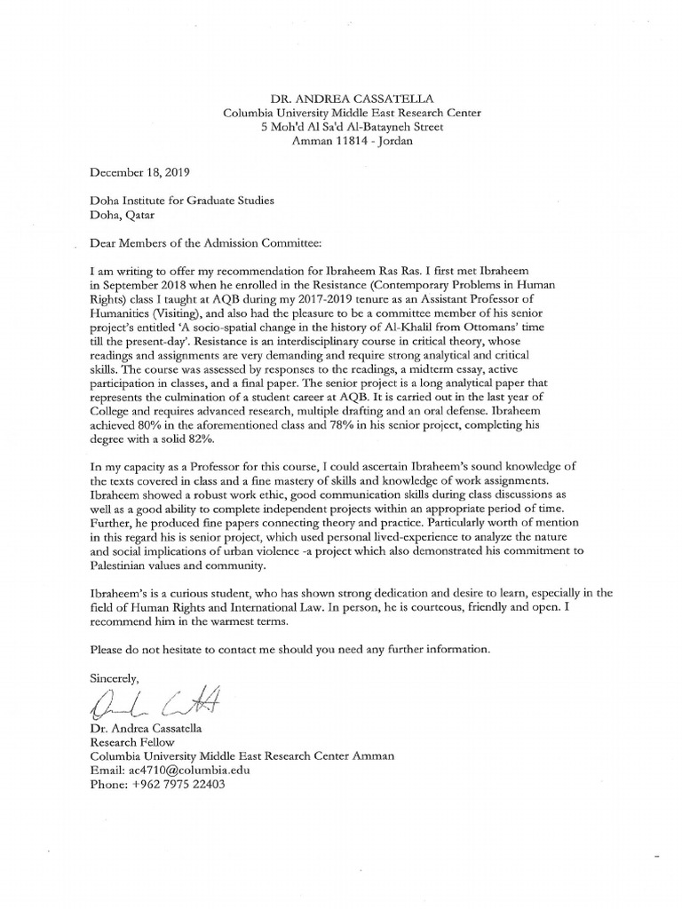 Rec Letter 1 | PDF