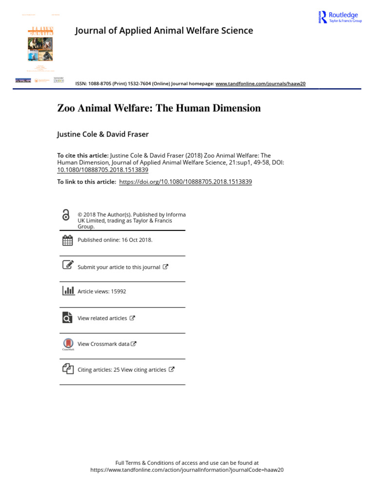 Zoo Animal Welfare: The Human Dimension | PDF | Zoo | Attitude (Psychology)