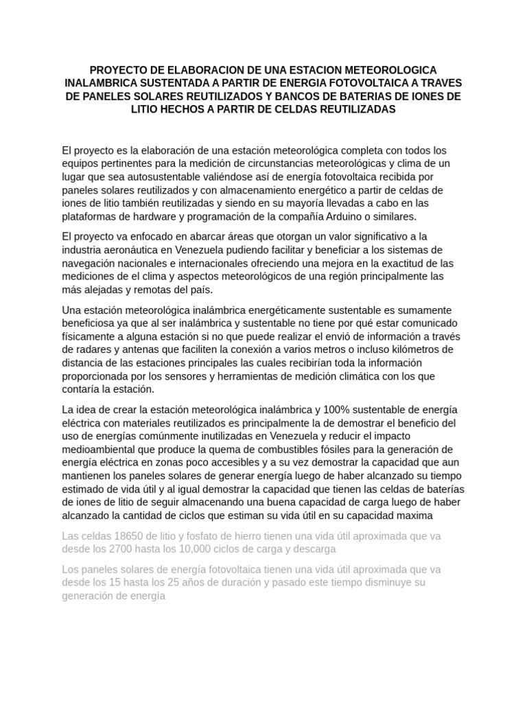 Proyecto Estacion Meteorologica Inalambrica | PDF | Fotovoltaica ...