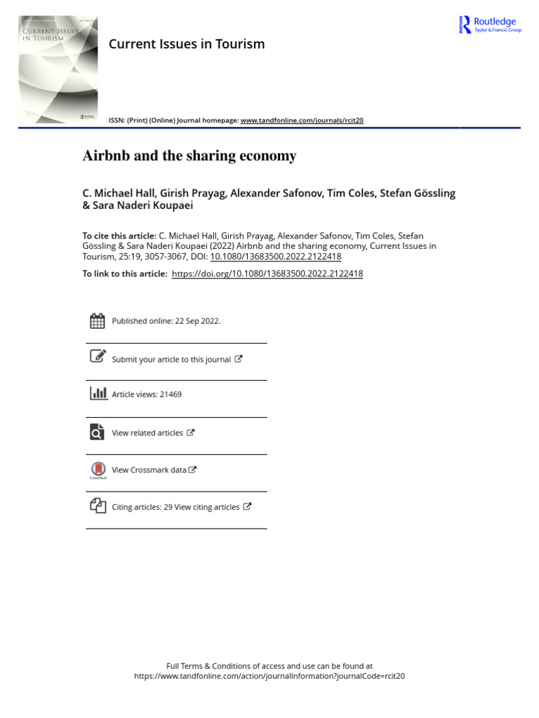 Airbnb and The Sharing Economy | PDF | Consumer Behaviour | Tourism