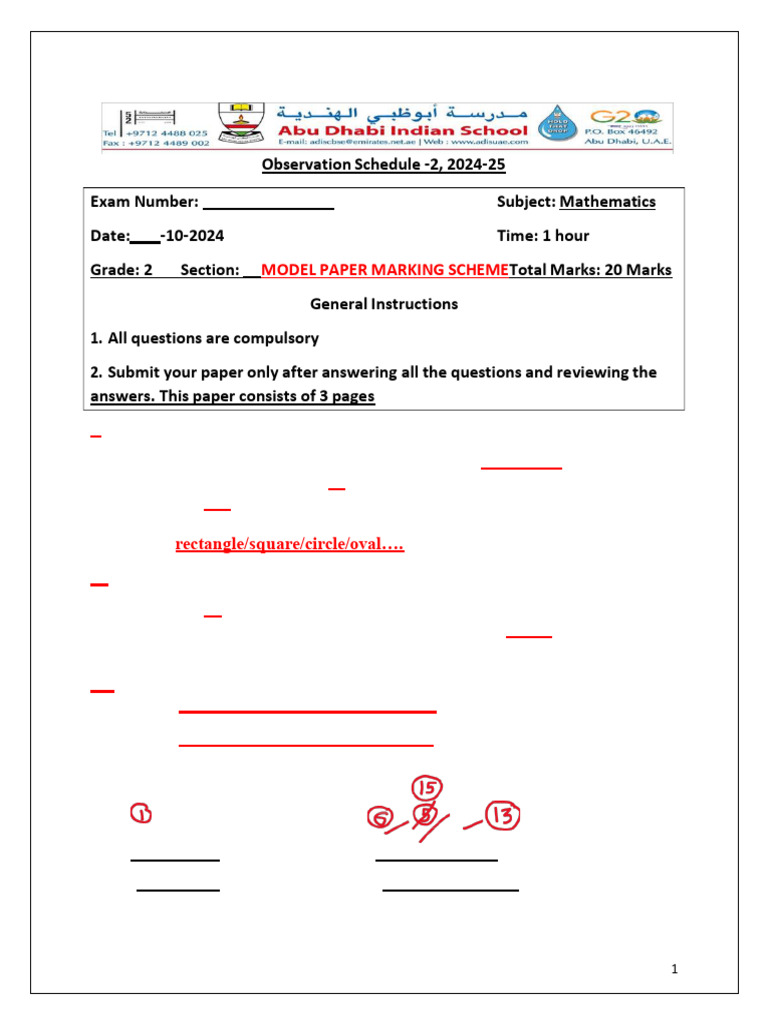 Math Model Paper Answer Key Pdf