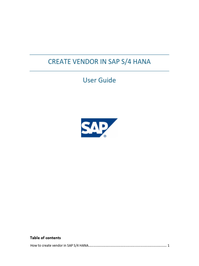 Vendor Creation in SAP S/4HANA Guide | PDF | Computing | Information ...