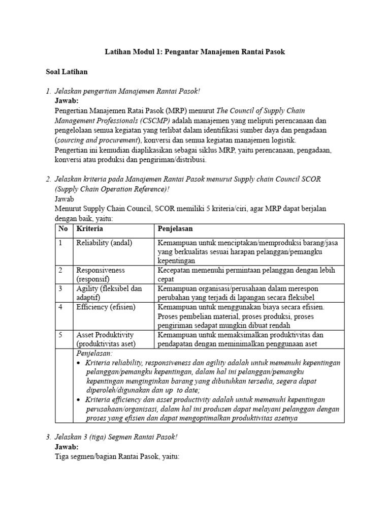 Latihan Modul-Manajemen Rantai Pasok | PDF