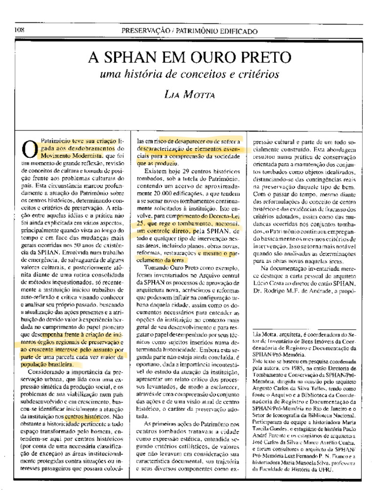 SPHAN em Ouro Preto - Lia Motta (Paginas 108-122) | PDF
