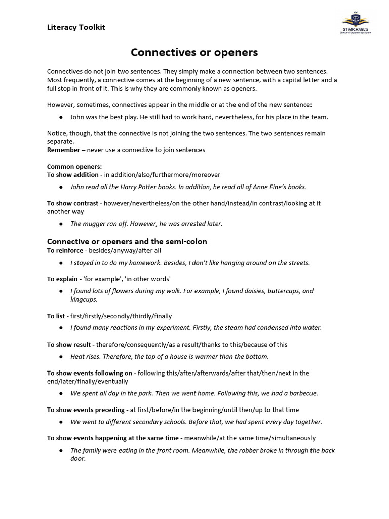 Connectives or Openers | PDF