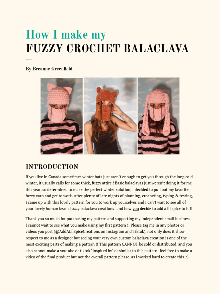 Balaclava | PDF | Crochet | Textiles