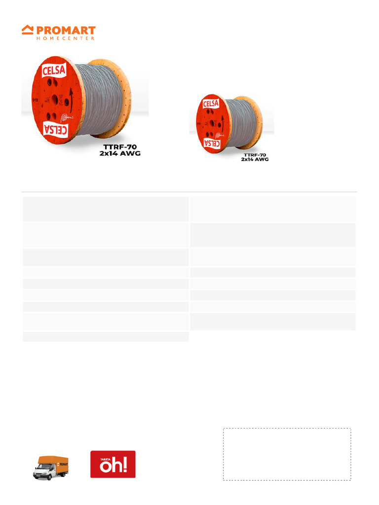 Catálogo de Cables Vulcanizados 2x14 AWG | PDF