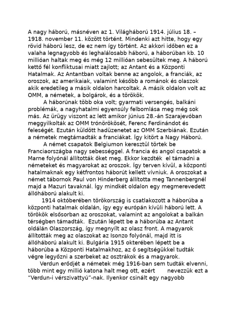 A Nagy Háború Essé | PDF