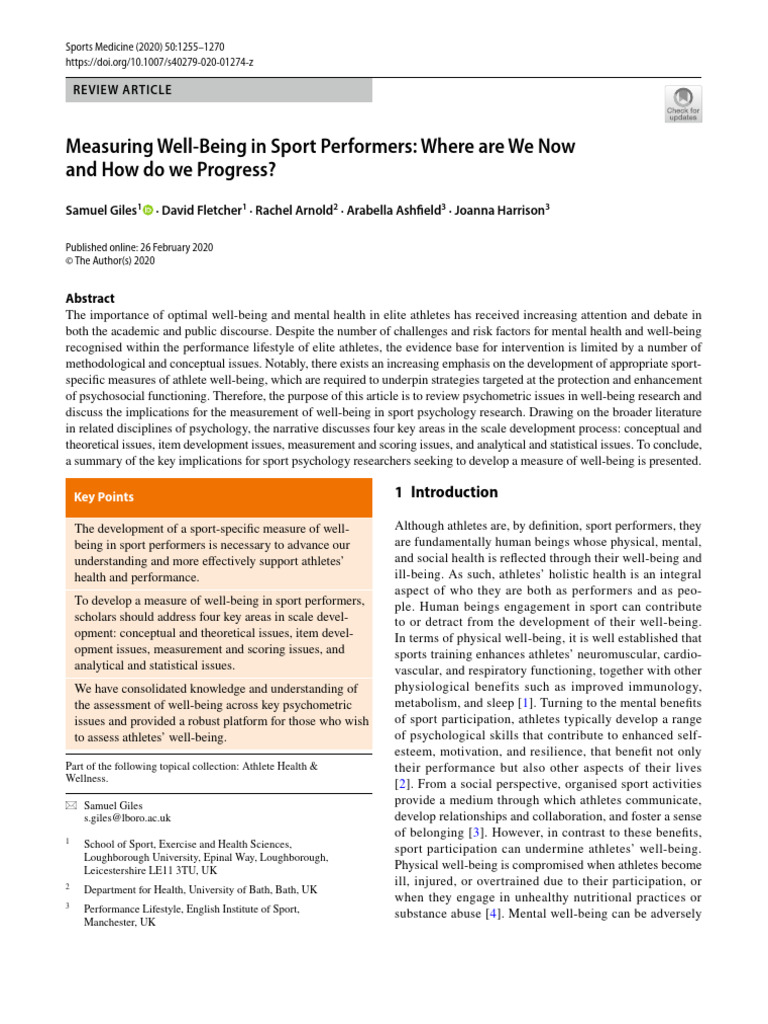 Measuring Athlete Well-Being in Sports | PDF | Psychometrics | Well Being