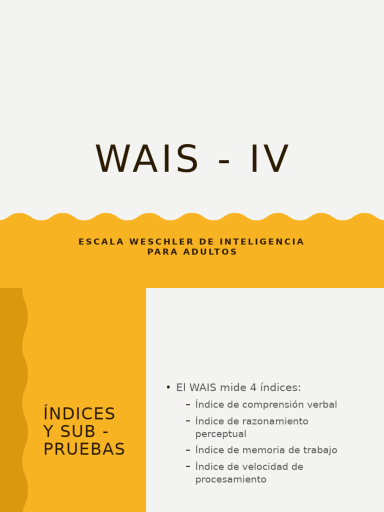 WAIS | PDF | Escala de inteligencia para adultos de Wechsler | Memoria
