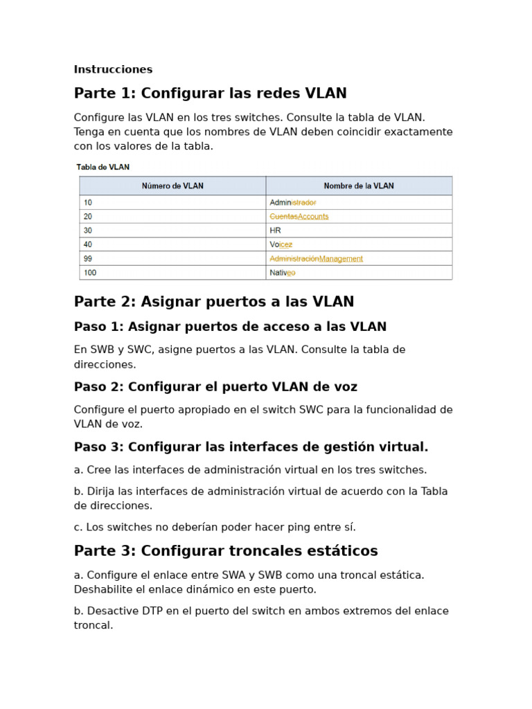 3 6 1 Packet Tracer Implement VLANs and Trunking ILM | PDF | Redes | Arquitectura de internet