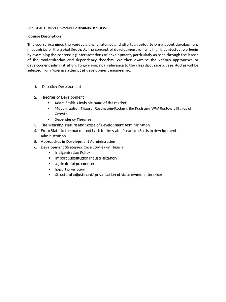 NOTES ON POL 450 Development Administration | PDF | Empowerment | Paradigm