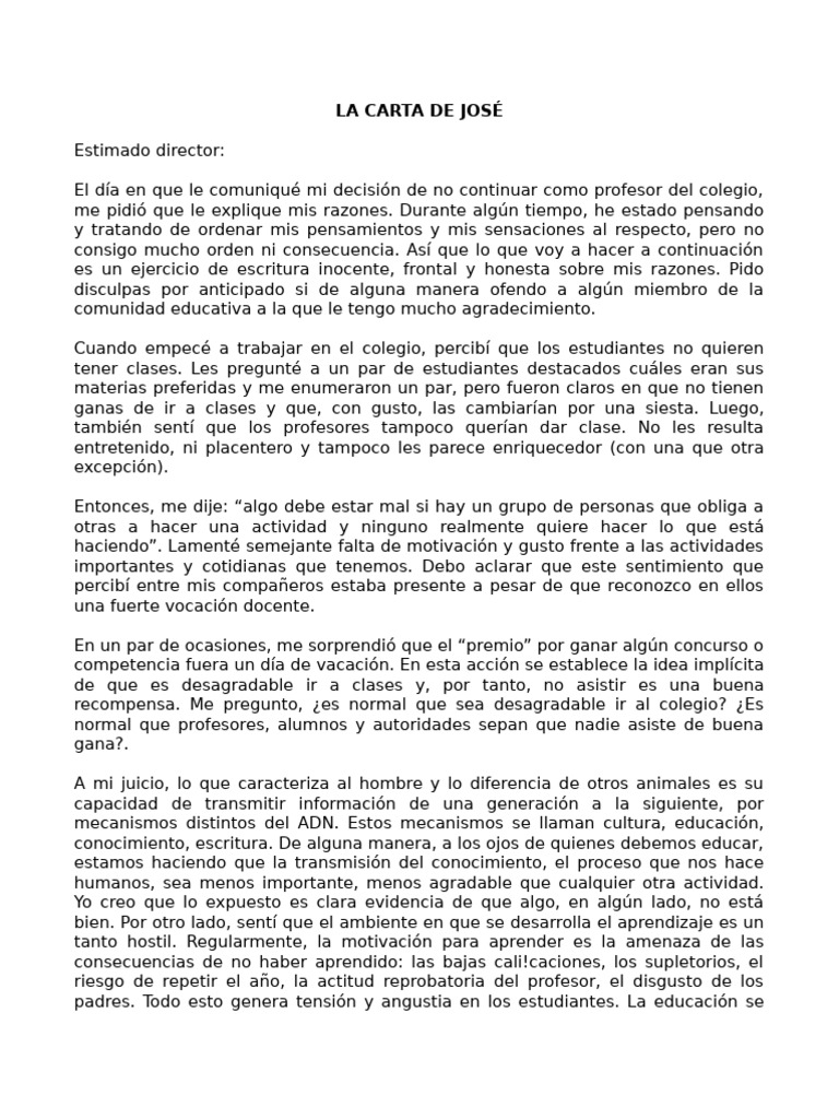 La Carta de José | PDF | Motivación | Motivacional
