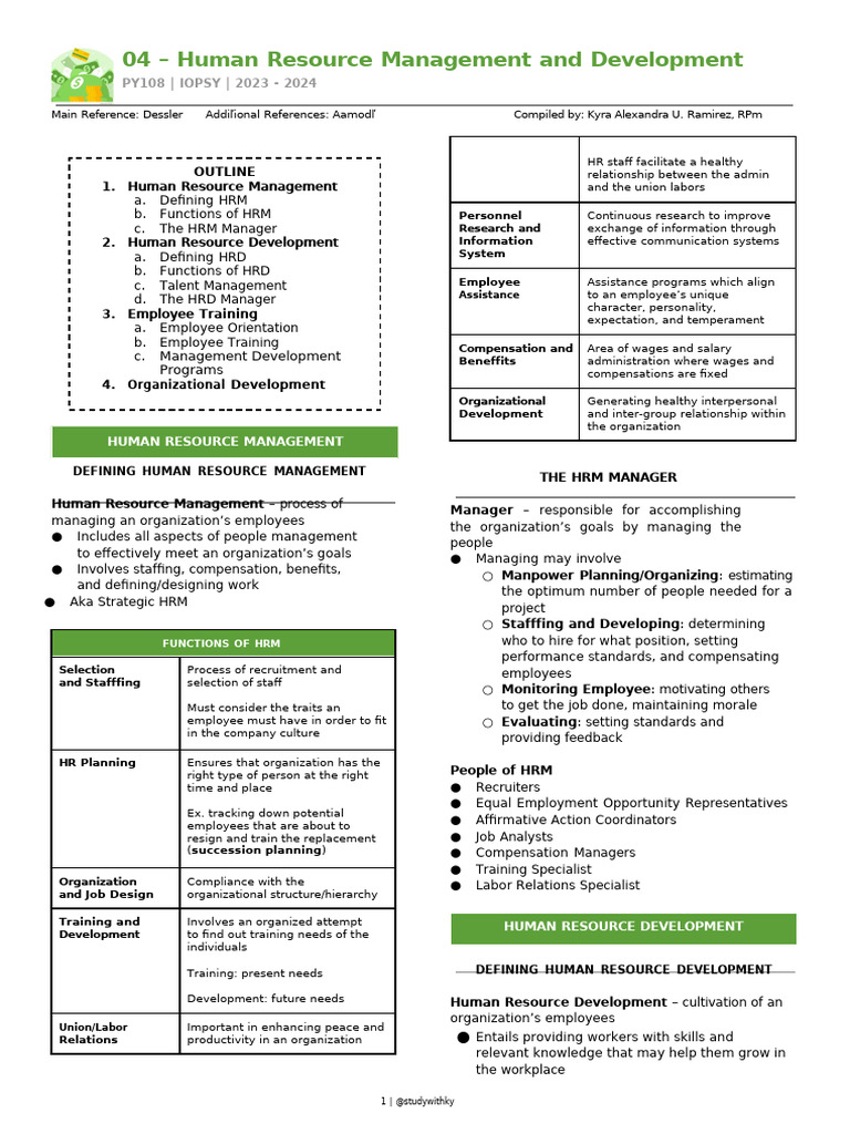 04 IO Psy Human Resource Management and Development | PDF | Human ...