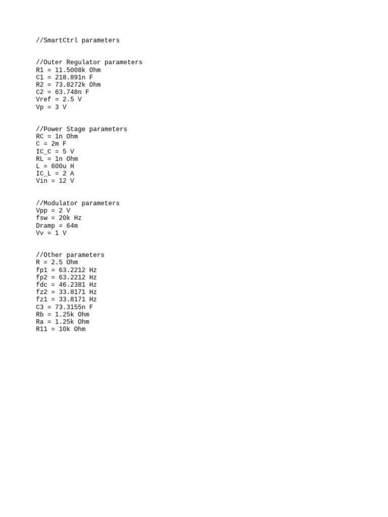 SmartCtrl Circuit Parameters Overview | PDF