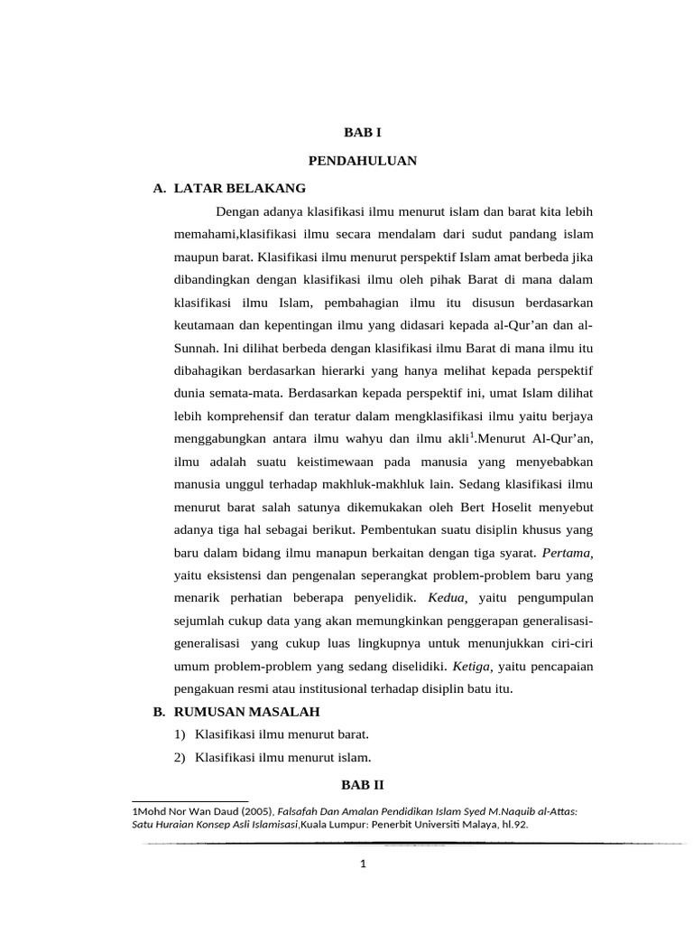 Klasifikasi Ilmu Menurut Islam Dan Barat | PDF