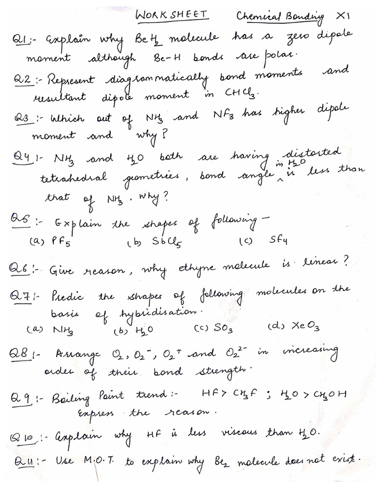 Worksheet Chemical Bonding | PDF