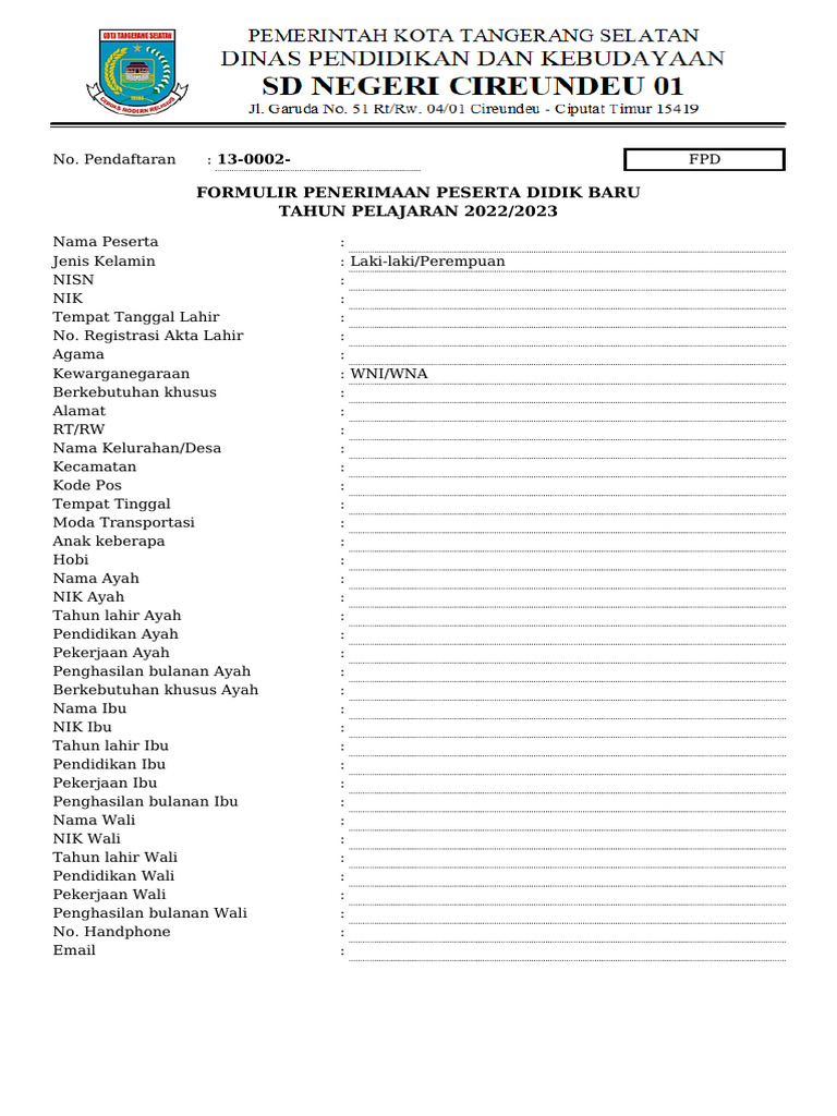 Formulir PPDB 2223 | PDF