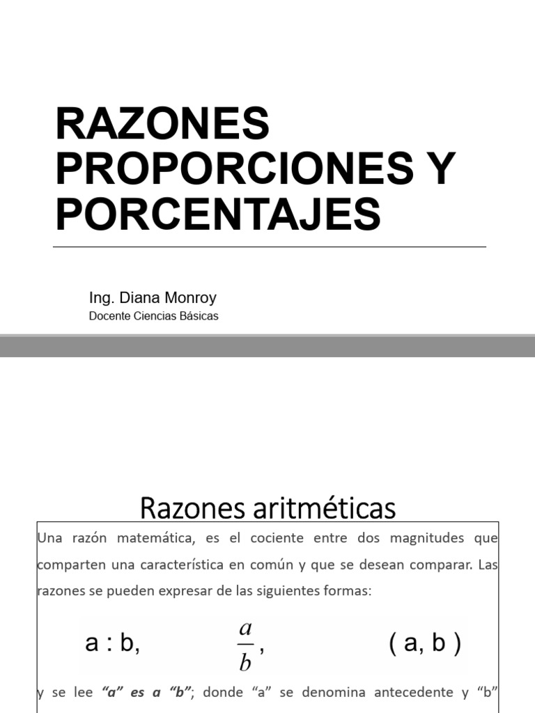 Razones Proporciones y Porcentajes | PDF | Proporción | Matemáticas
