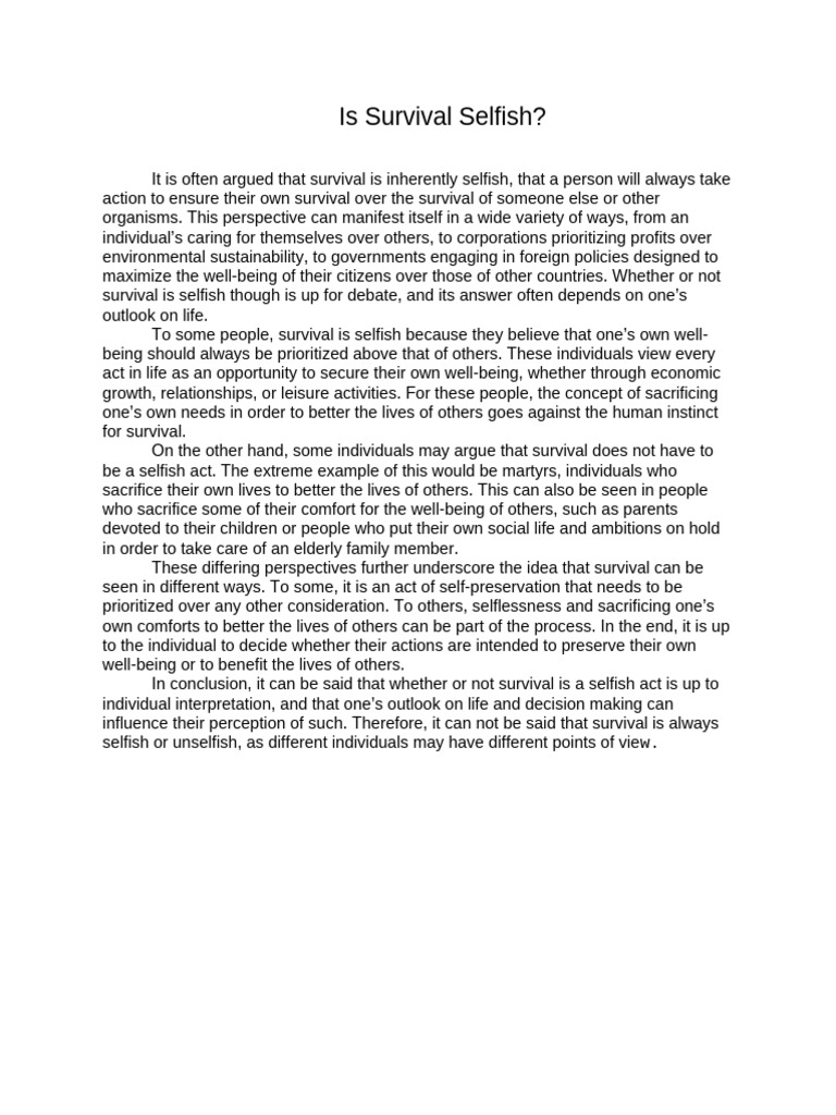 Is Survival Selfish | PDF