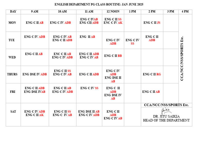 PG Routine 2025 (Jan-June) | PDF